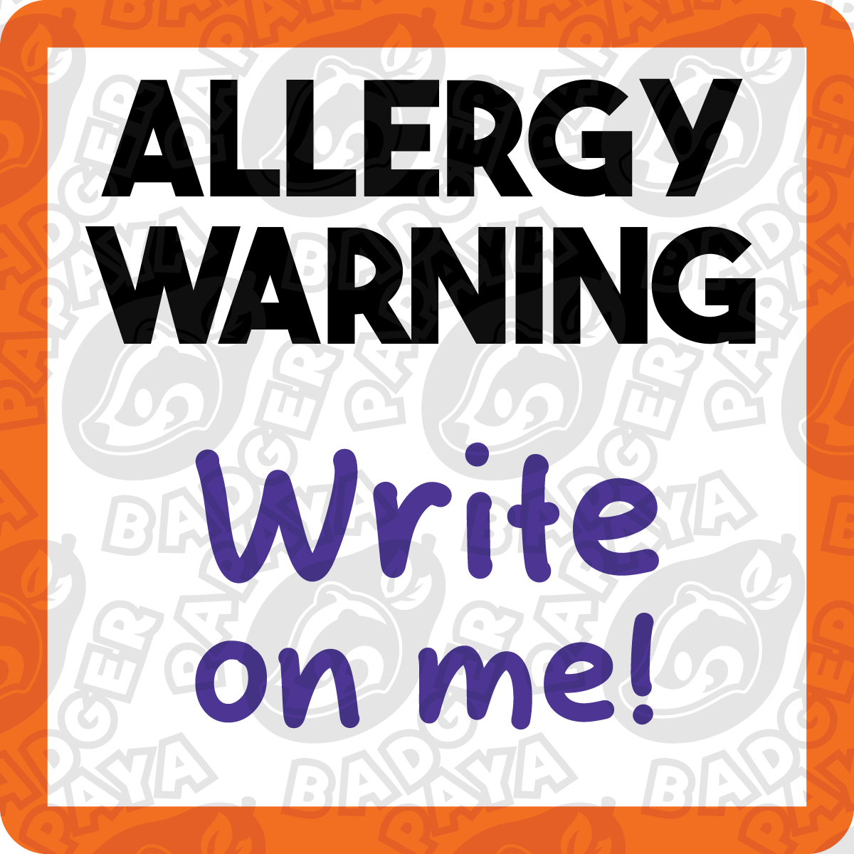 Allergy Warning Consent Badge – Papaya Badger
